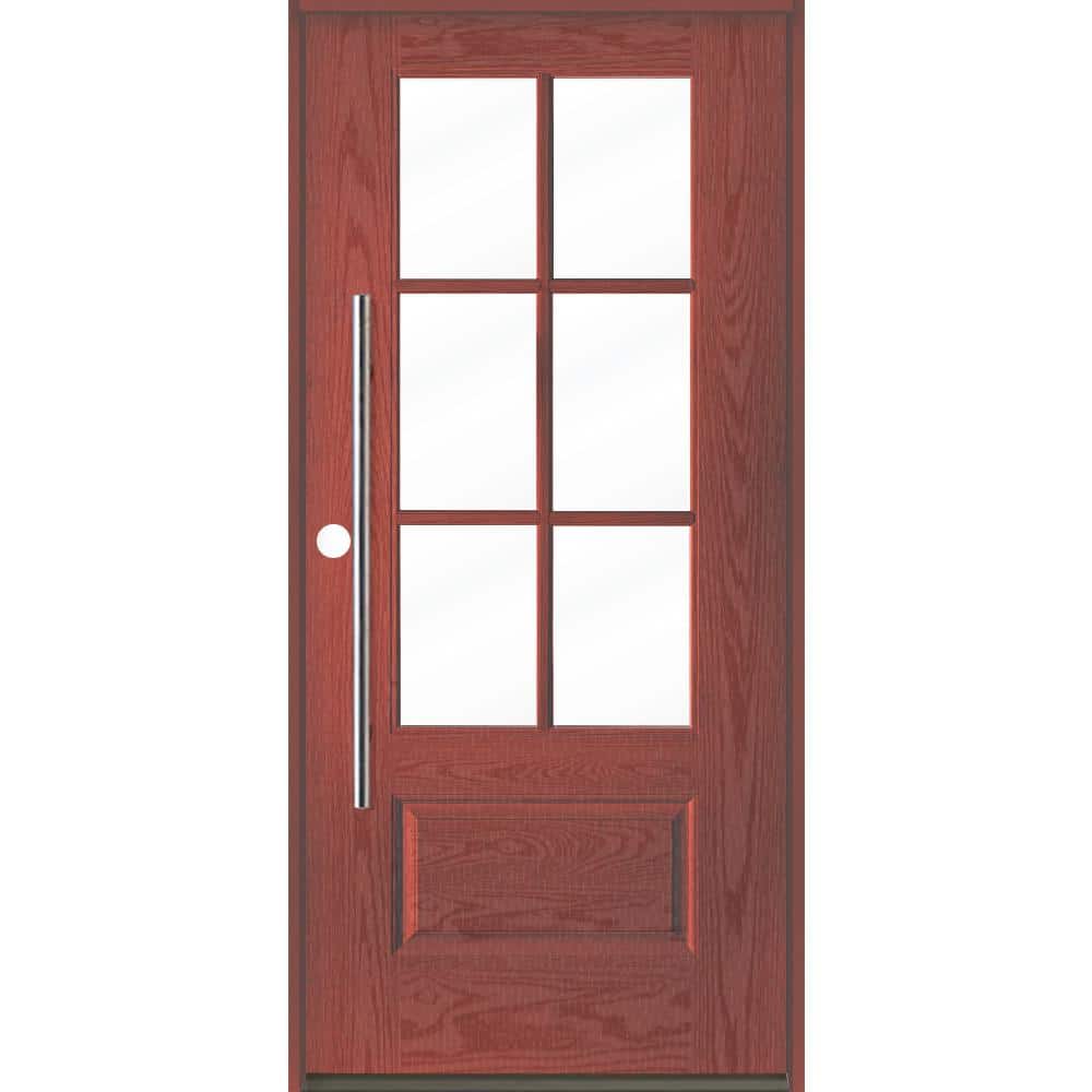 Krosswood Doors Farmhouse Faux Pivot 36 in. x 80 in. 6-Lite Right-Hand/Inswing Clear Glass ...