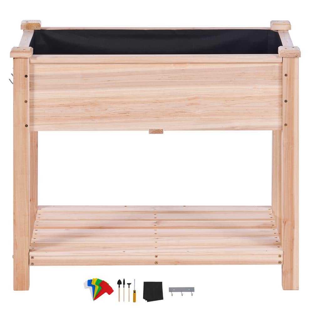 SVOPES Raised Garden Wood Bed 33.9 in. x 18.1 in. x 30 in. Wooden ...