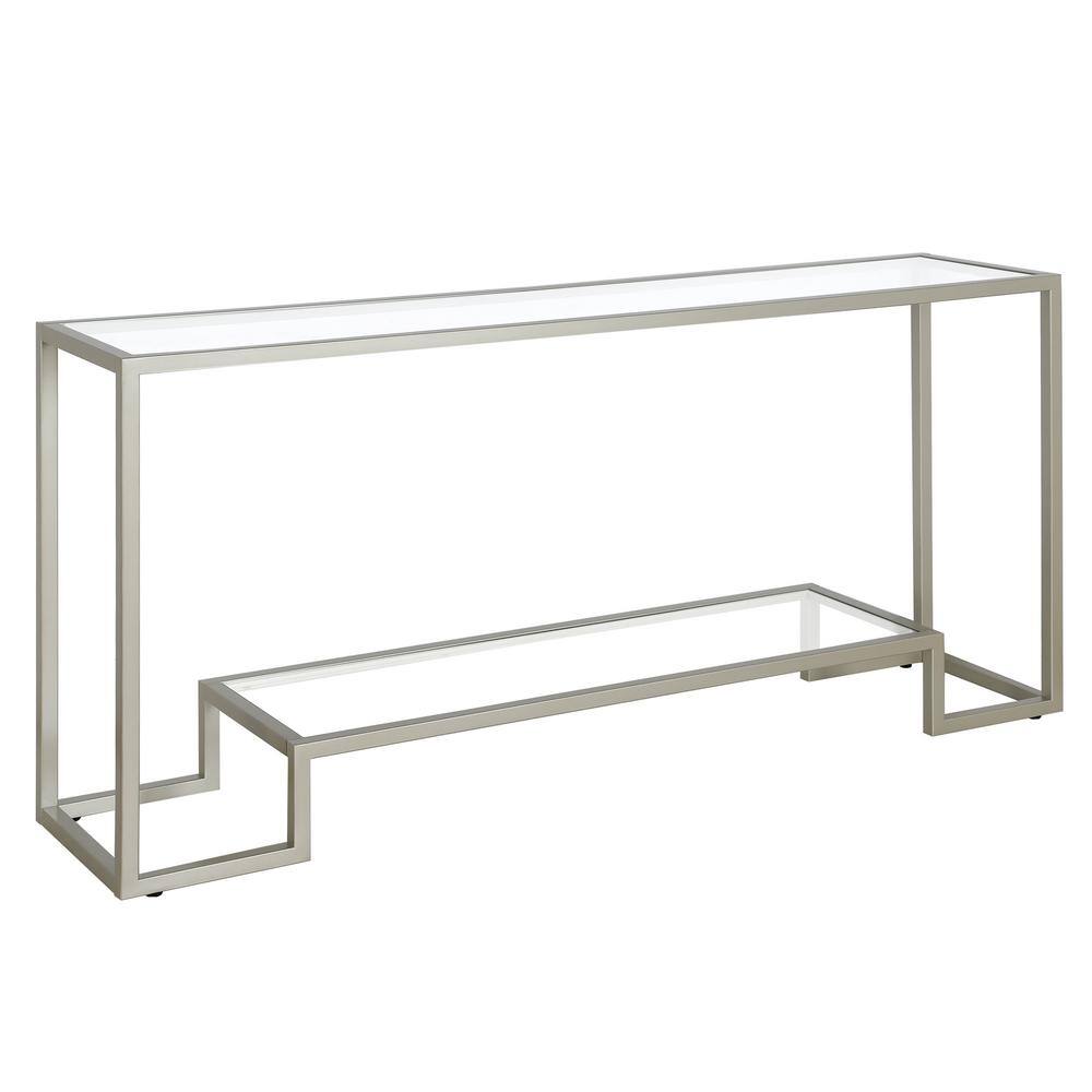 Meyer&Cross Athena 64 in. Satin Nickel Rectangle Glass Console Table ...