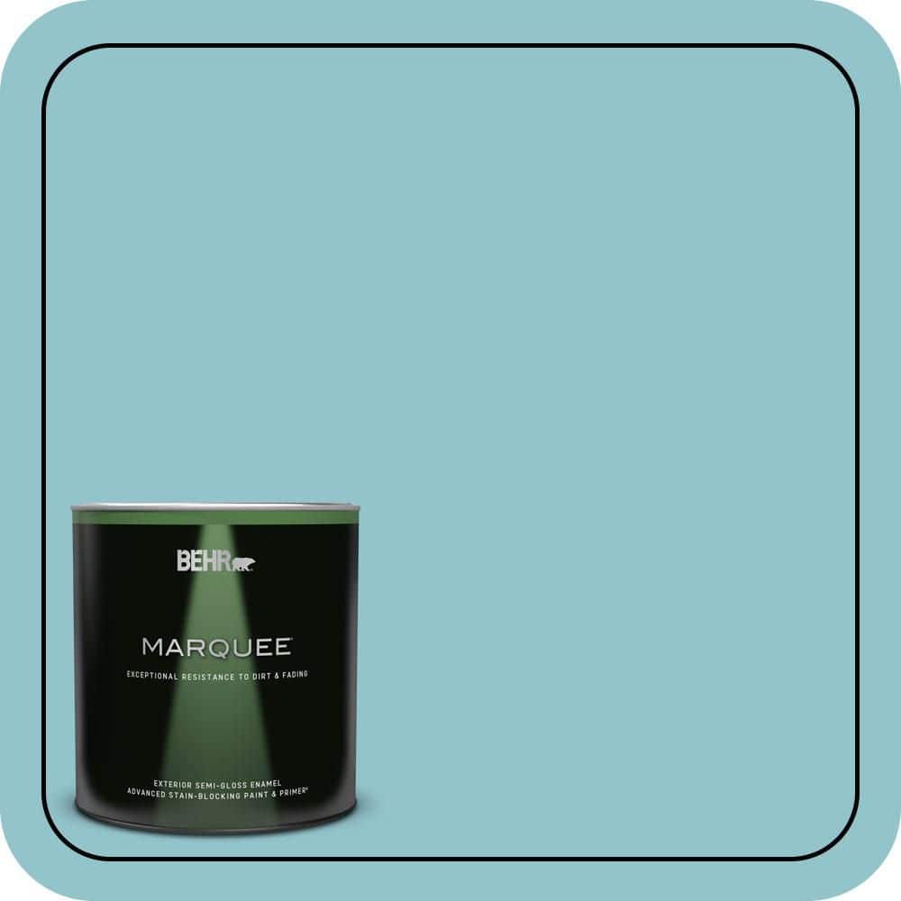 BEHR MARQUEE 1 qt. #MQ6-32 Cosmic Blue Semi-Gloss Enamel Exterior Paint ...