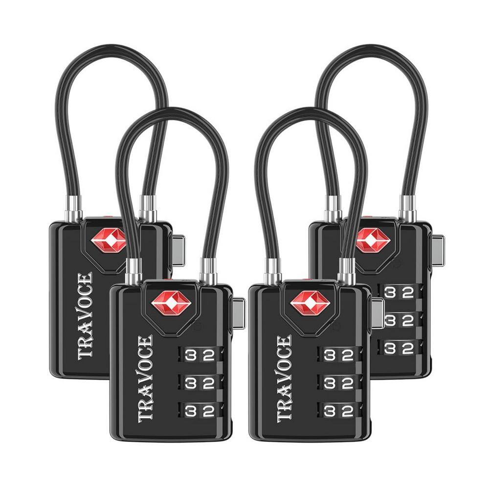 Numhew Black Travel Combination Luggage Cable Locks for Suitcase, Gym ...