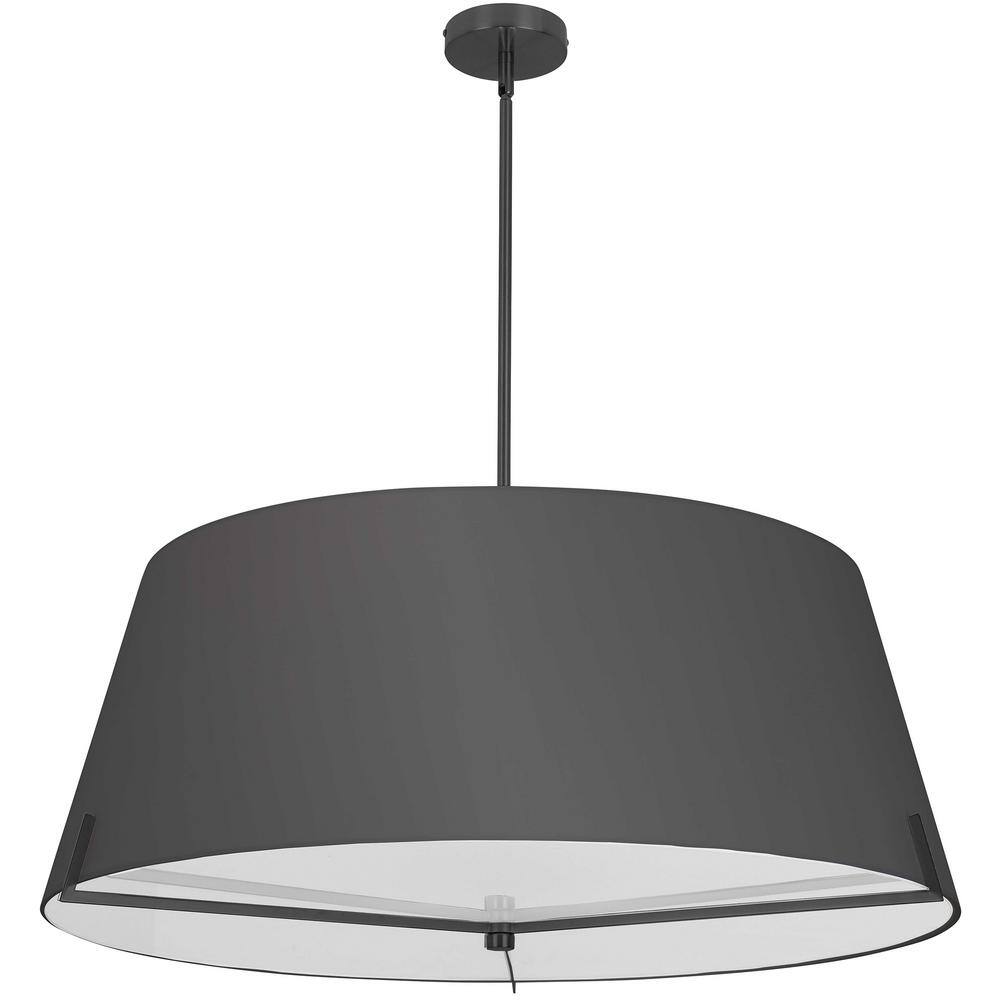 Dainolite Preston 4-Light Matte Black Shaded Pendant Light with Black ...