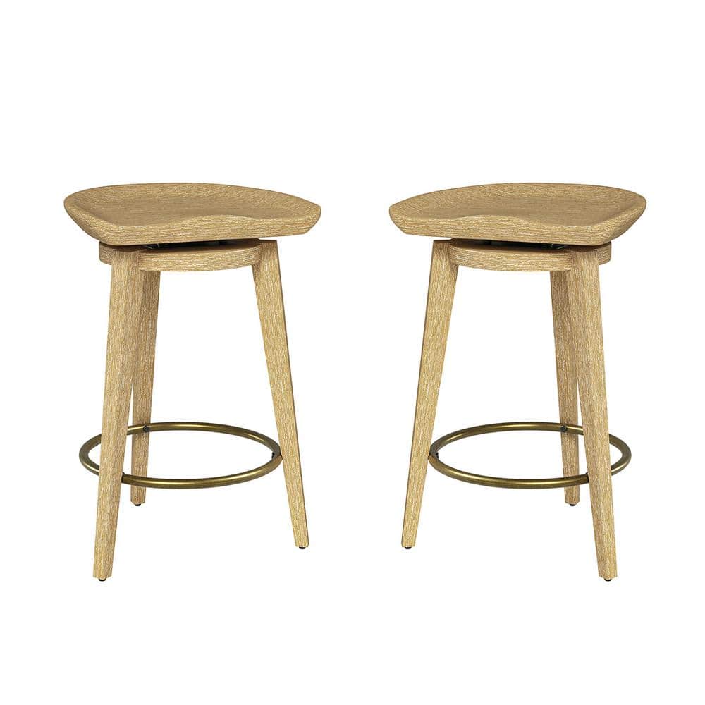 JAYDEN CREATION Kasimir Mid-Century Swivel Stool Set of 2 with Solid ...