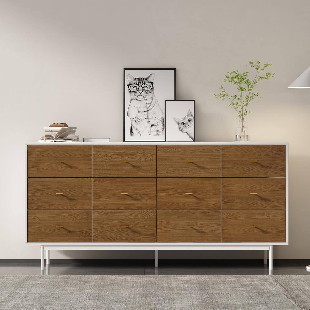 FUFU&GAGA Brown Wood 63 in. W Sideboard Buffet Pantry Cabinet Kitchen ...