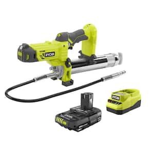 RYOBI ONE+ 18V Cordless Grease Gun with ONE+ 18V 2.0 Ah Lithium-Ion ...