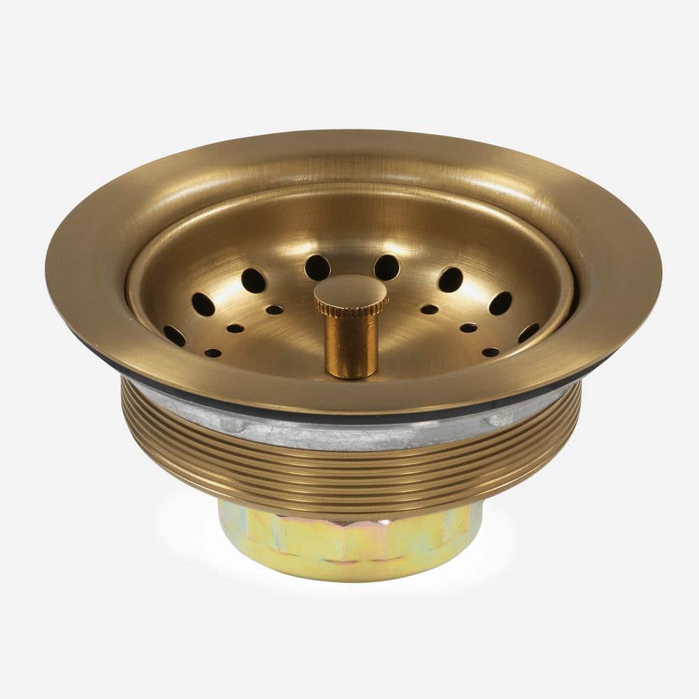 Glacier Bay Fixed Post Kitchen Sink Strainer-Brushed with Gold Finish ...