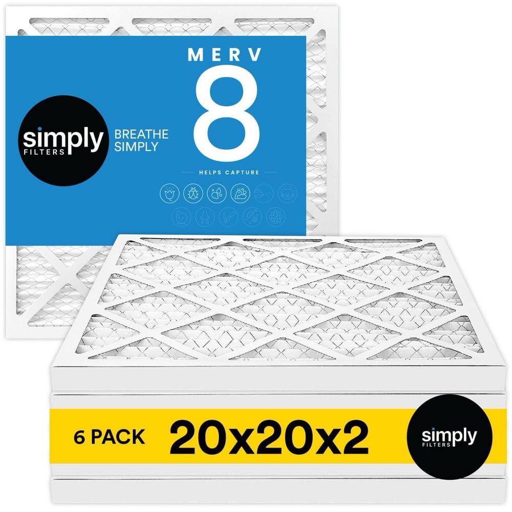 Simply 20 in. x 20 in. x 2 in. MERV 8 FPR 5 Pleated Furnace Air Filter ...