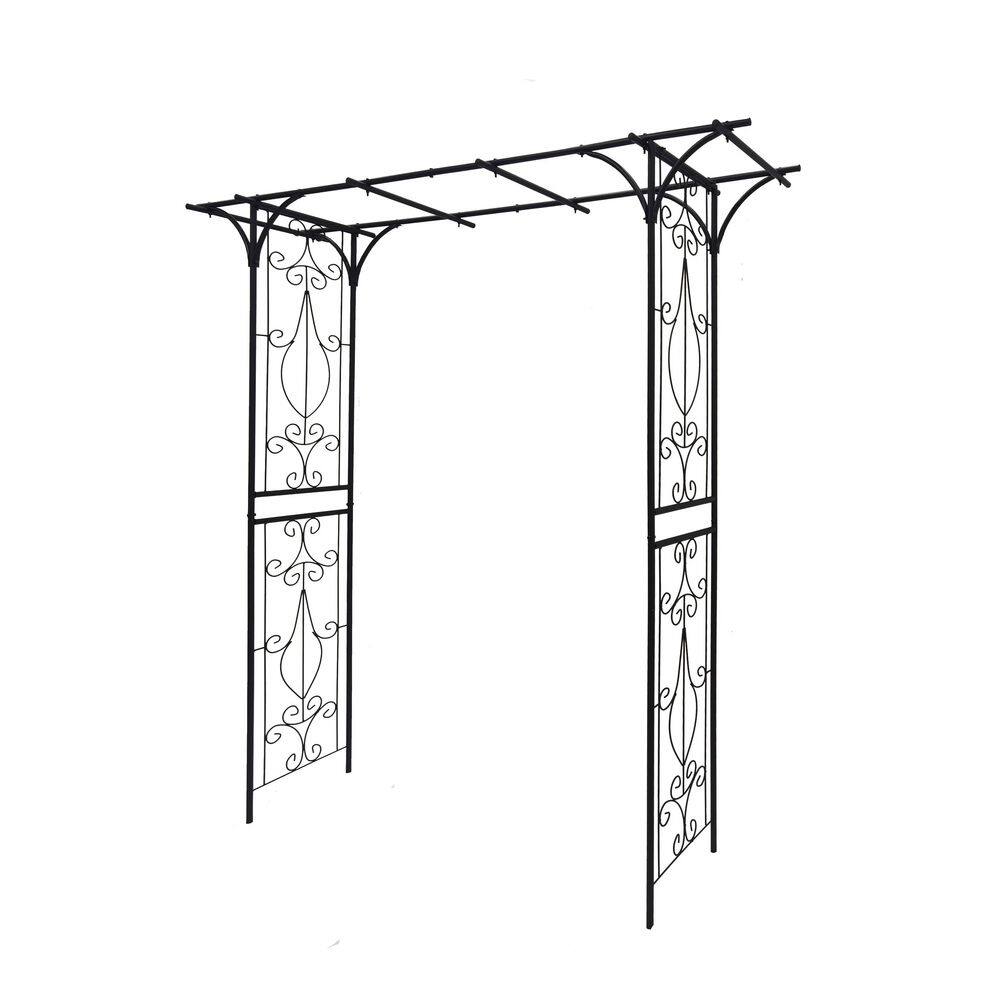 81.1 in. x 20.47 in. Metal Garden Arch Series Iron with Black Powder ...