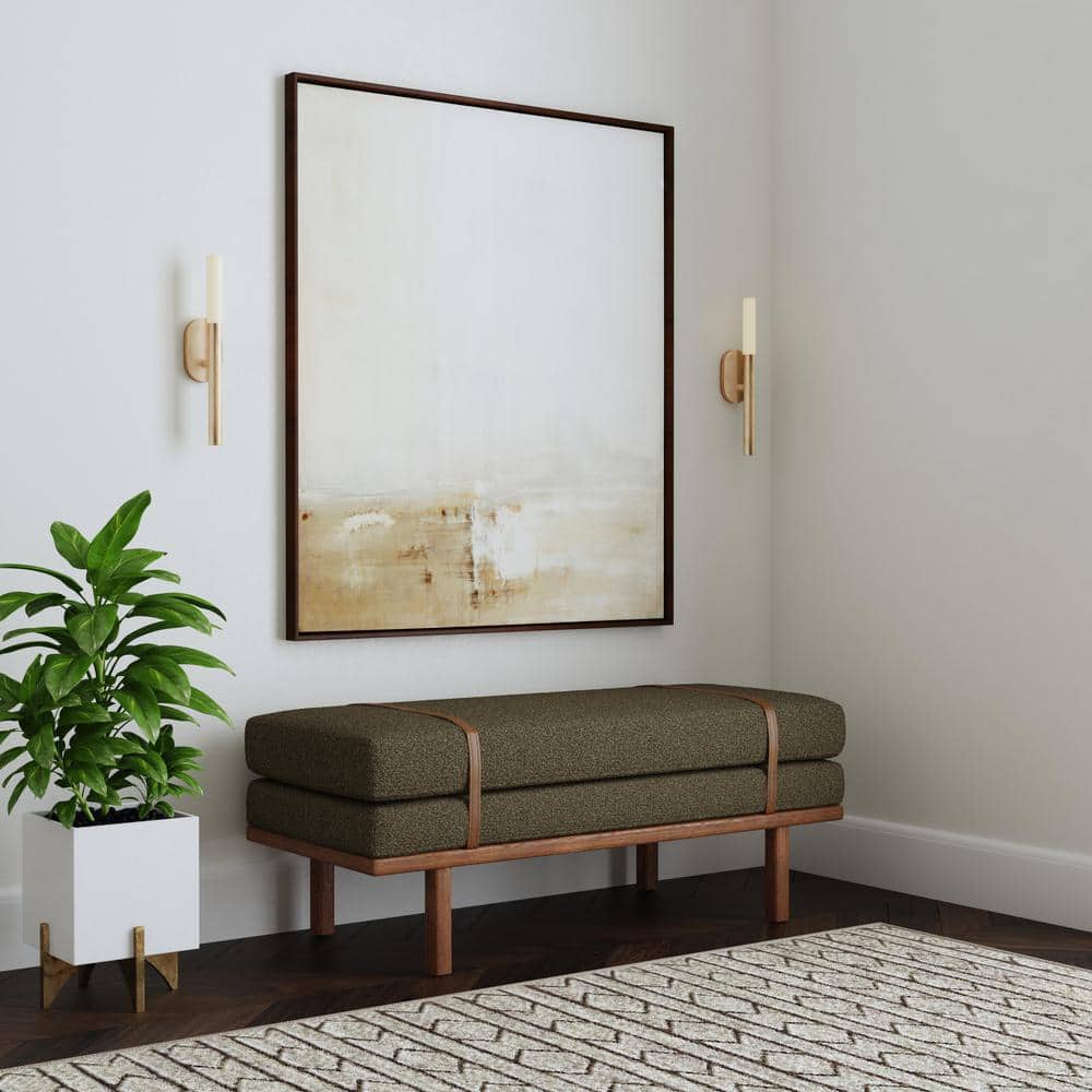 Homepop Dark Brown Boucle 46 in. Bedroom Bench with Wood Base K8651 ...