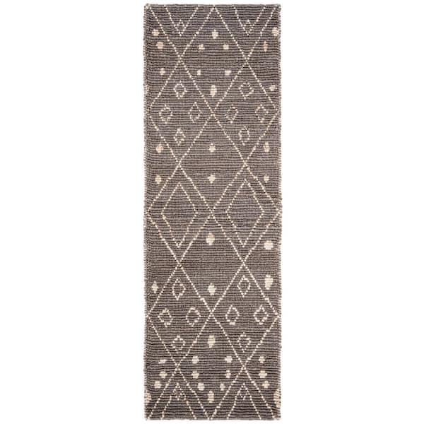 SAFAVIEH Bohemian 3 ft. x 8 ft. Gray/White Geometric Diamond Runner Rug ...