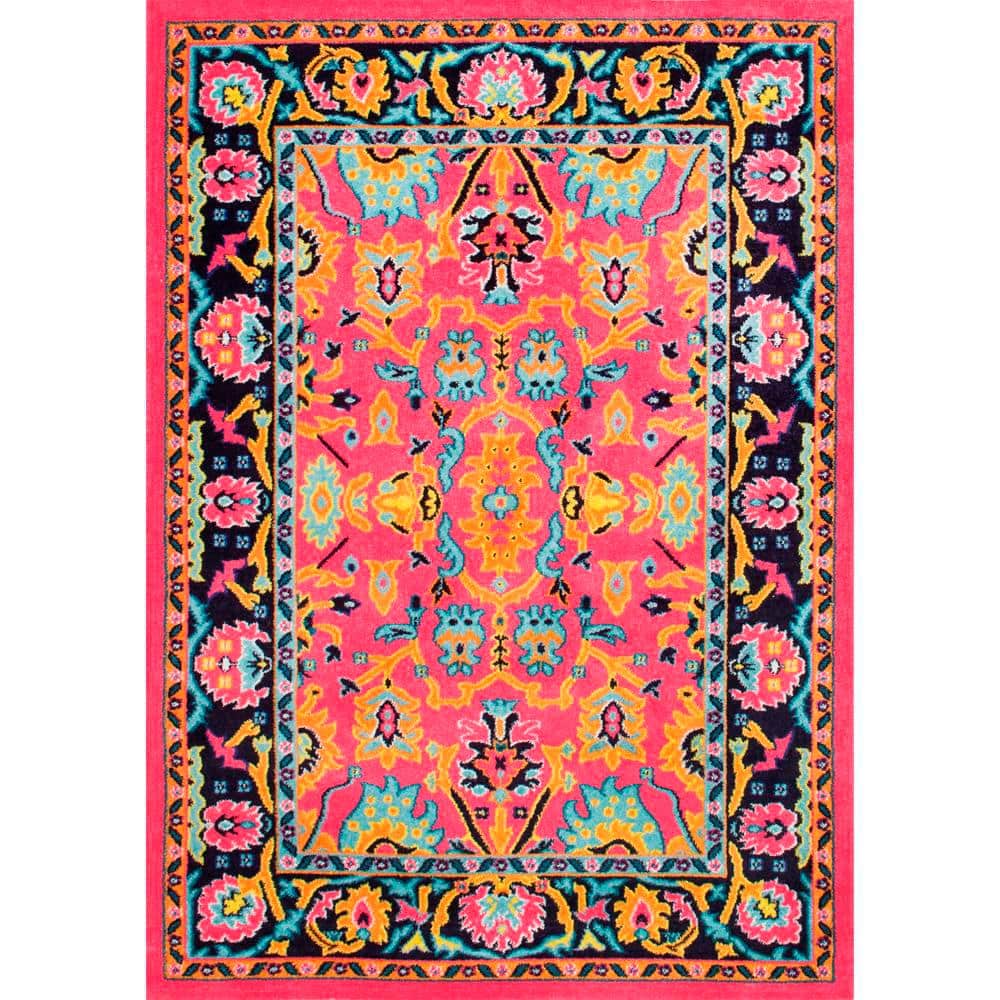 nuLOOM Connor Floral Pink 5 ft. x 8 ft. Area Rug ECCR11A-508 - The Home ...