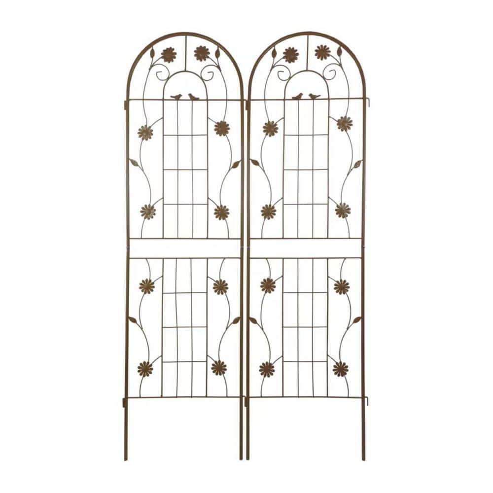 2-Pack Brown Metal Garden Trellis-71" H x 19.7" W Rustproof Outdoor ...