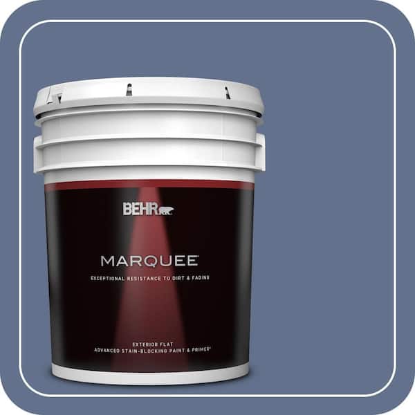 BEHR MARQUEE 5 gal. #600F-6 Atlantic Blue Flat Exterior Paint & Primer ...