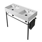 ANZZI Siena Resin Matte Black 48 in. Console Sink Basin and Leg Combo ...