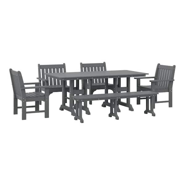 WESTIN OUTDOOR Laguna 6-Piece Poly Plastic Outdoor Patio Rectangle ...