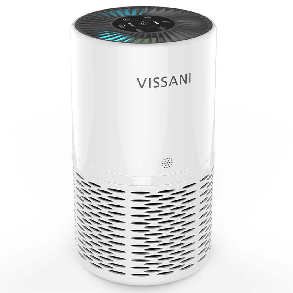 Vissani HEPA 3-Stage Air Purifier for Small Room (200 sq. ft.) in White ...