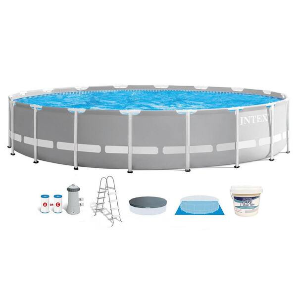 Intex 18 ft. x 48 in. Frame Above Ground Swimming Pool Set with Pump ...