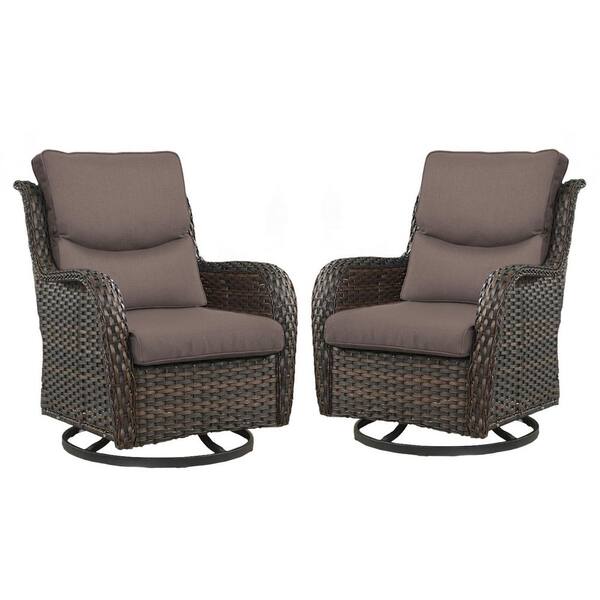 AMCLOBA 2-Piece Brown Wicker Patio Conversation Set Outdoor Rocking ...