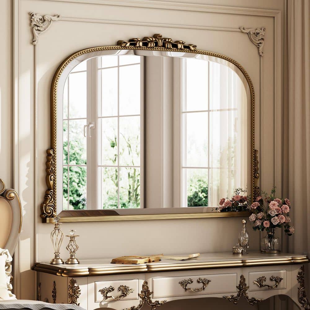 XRAMFY Vintage Bronze 31.5 in. W x 43.5 in. H Classic Arched PU Framed ...