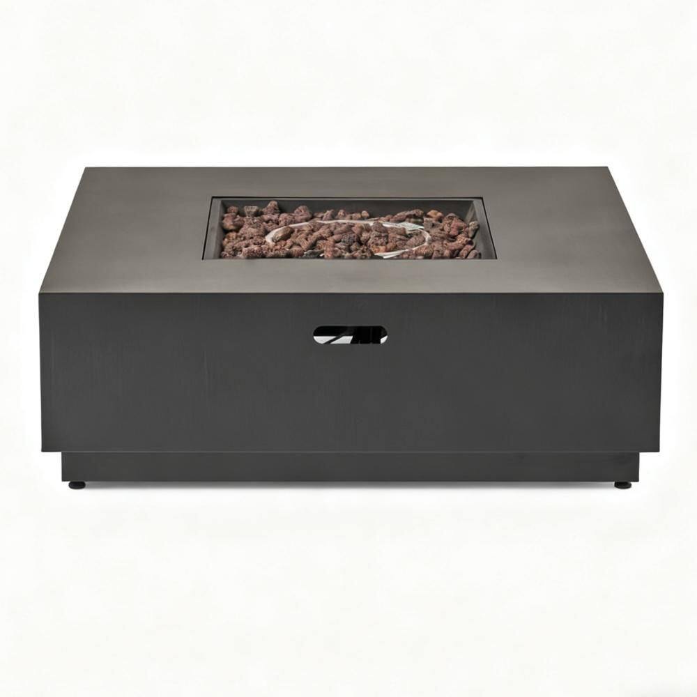 Dark Gray Square Metal Fire Pit 50,000 BTU Outdoor Accent Table FRPT-29 ...