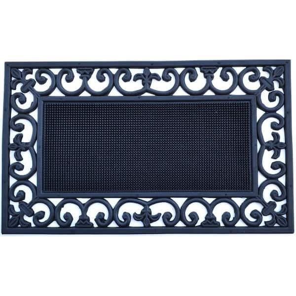 HomeRoots 30 in. x 18 in. Black Rubber Outdoor Door Mat 2000573957 ...