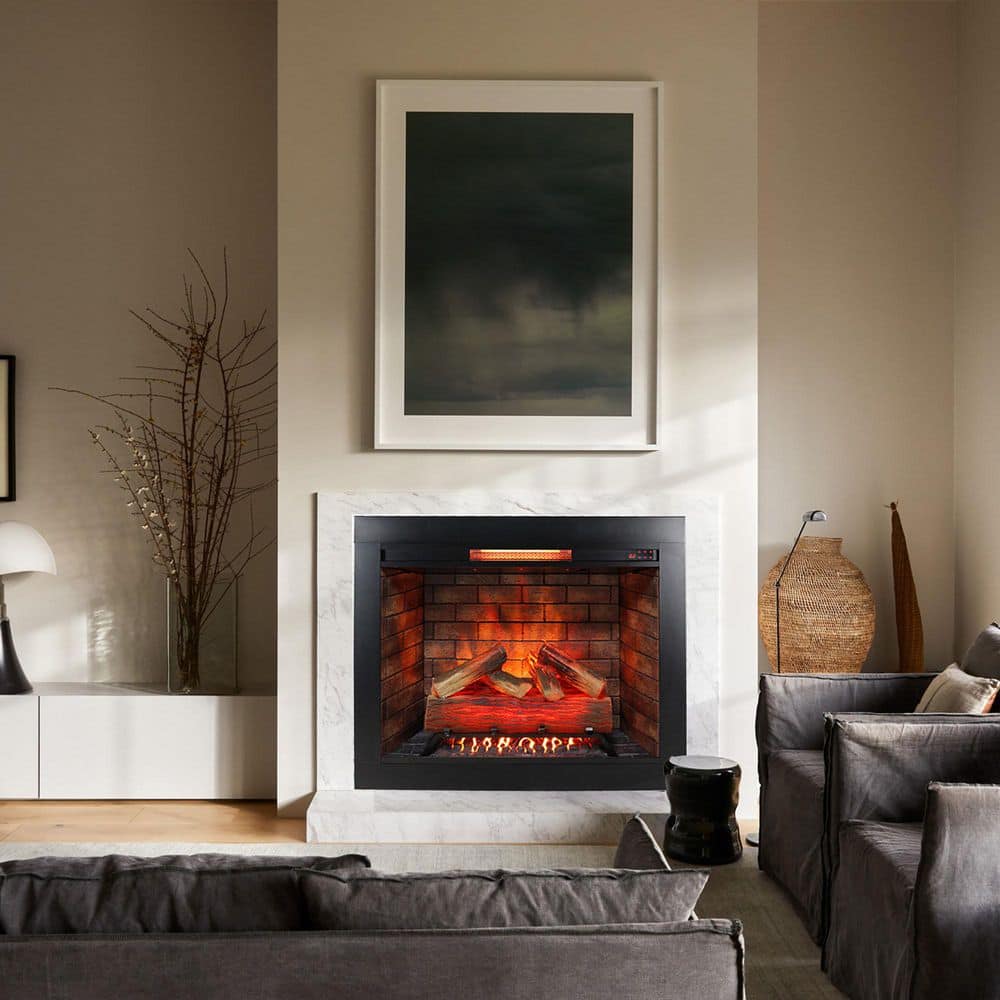 Mondawe 33 in. 5000BTU Infrared Electric Fireplace Insert with Fire ...