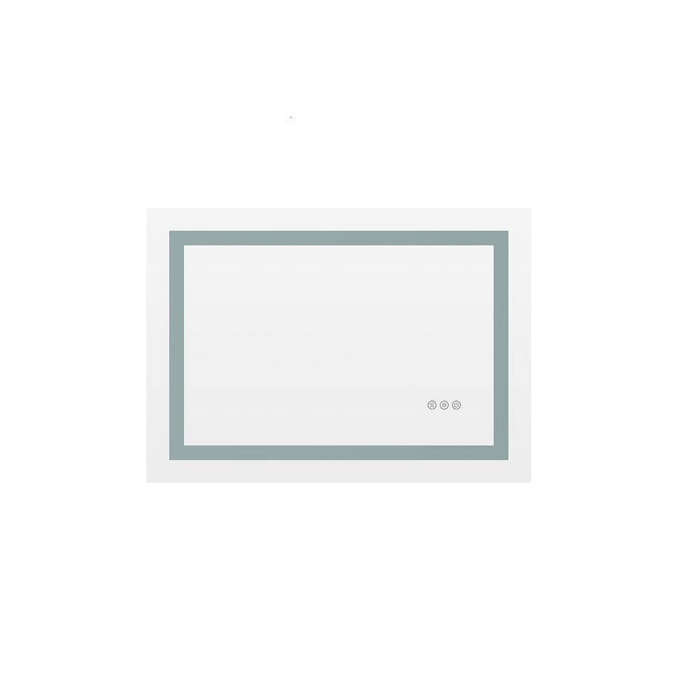 Interbath 32 in. W x 24 in. H Rectangular Frameless LED Mirror Dimmable ...