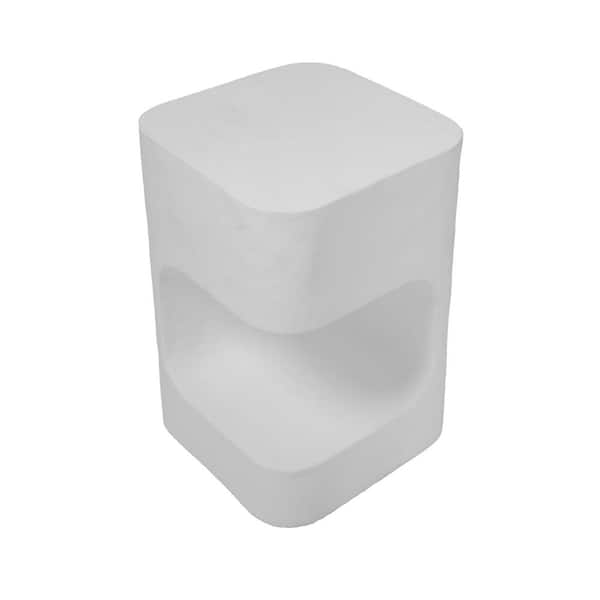 RST BRANDS Grover Faux Stone Asymmetrical Outdoor Side Table in White ...