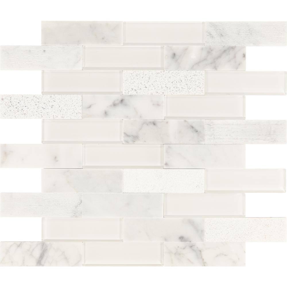 Daltile Xpress Mosaix Peel 'N Stick Carrara White 14 in. x 12 in. Glass ...