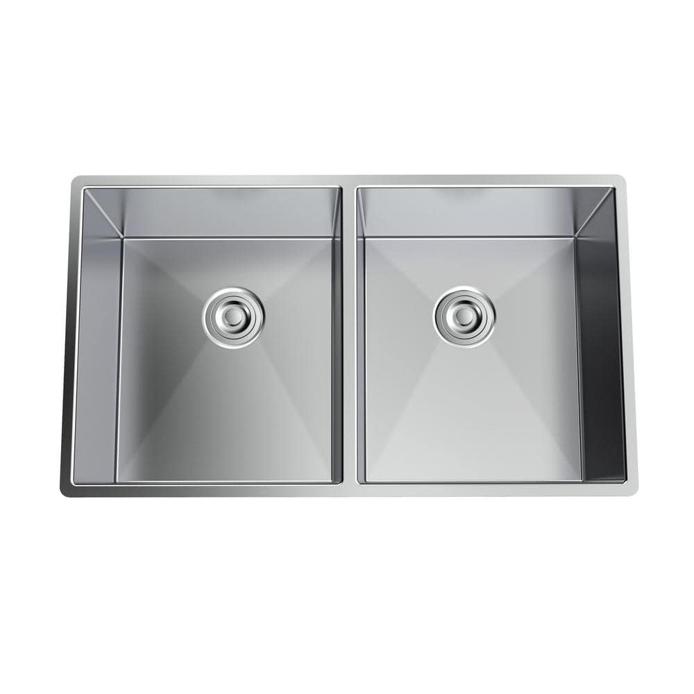 Maincraft Stainless Steel 37 in. Double Bowl Undermount Handmade ...