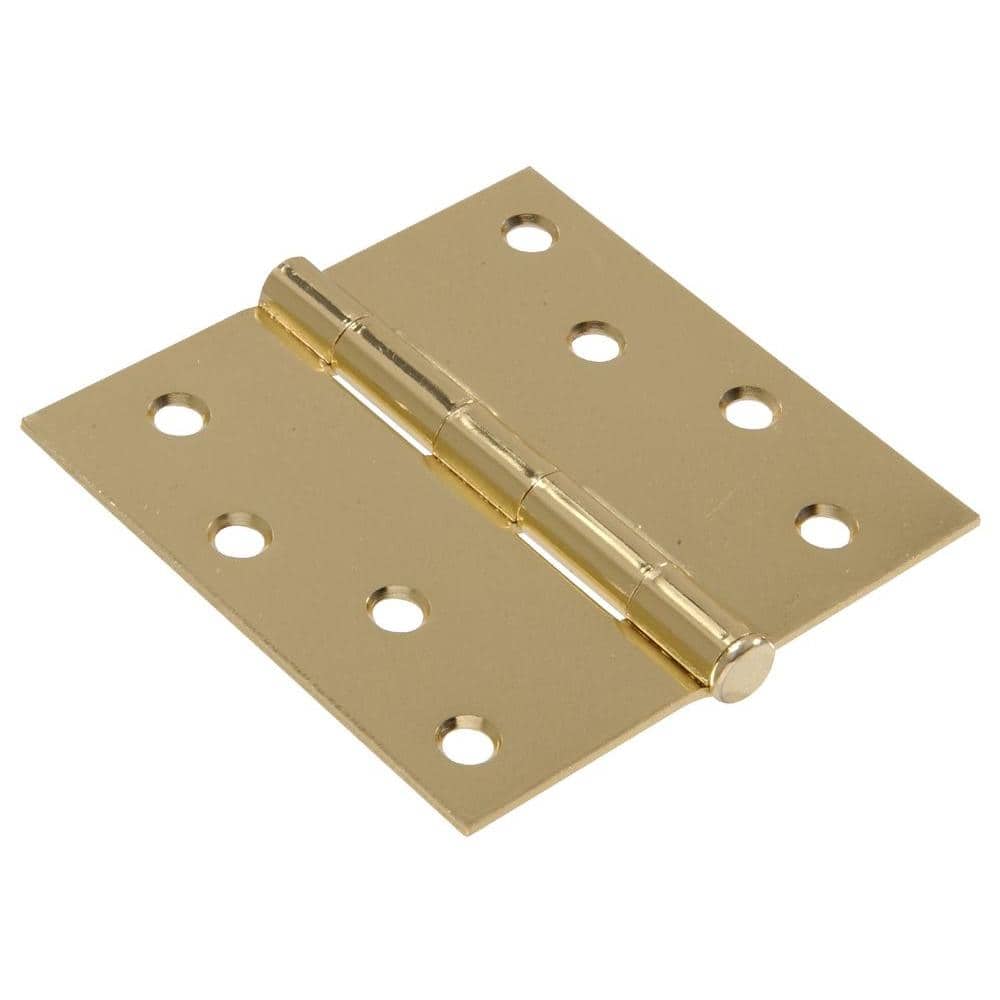 Hardware Essentials 4 in. Brass Residential Door Hinge with Square ...