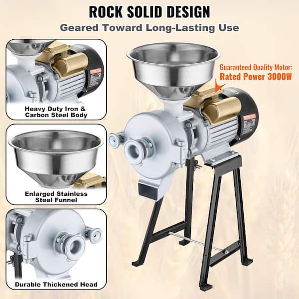 VEVOR Electric Grain Mill Grinder, 3000-Watt Spice Grinders, Commercial ...