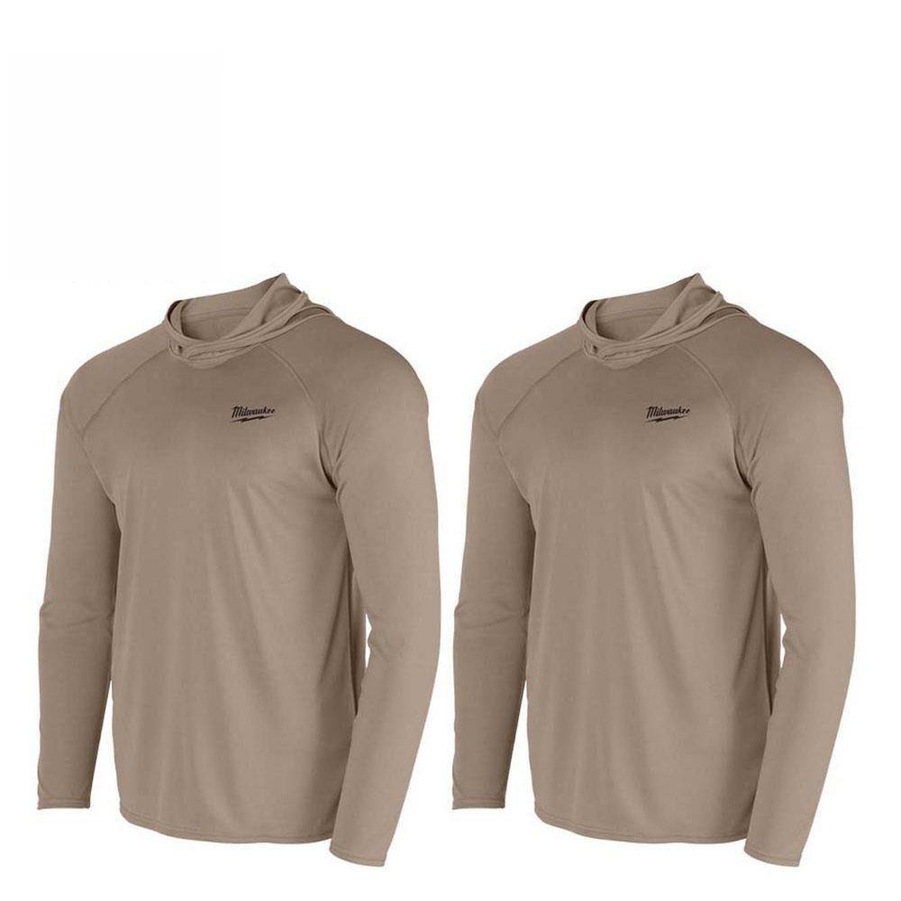 Milwaukee Men's Medium Sandstone WORKSKIN Hooded Sun Shirt (2-Pack ...
