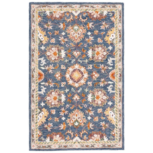 SAFAVIEH Aspen 4 ft. x 6 ft. Blue/Rust Garden Medallion Area Rug ...