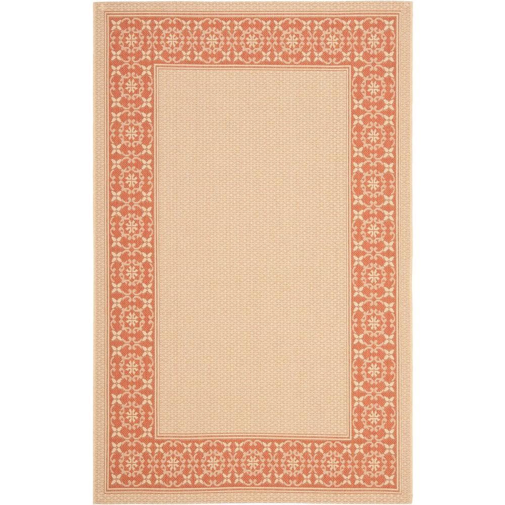 SAFAVIEH Courtyard Cream/Terracotta 7 ft. x 10 ft. Floral Indoor ...