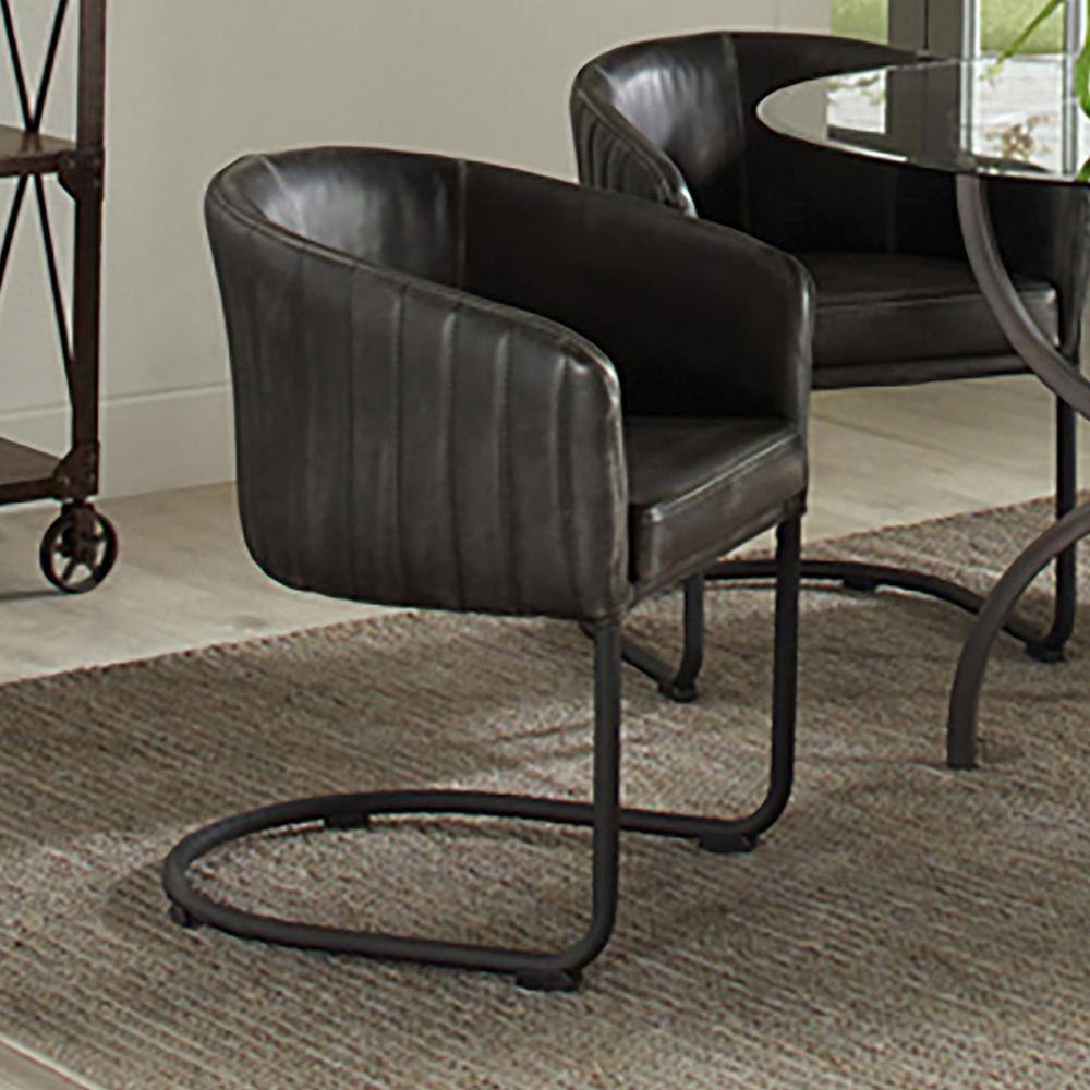 Coaster Banner Anthracite and Matte Black Faux Leather Dining Chair ...