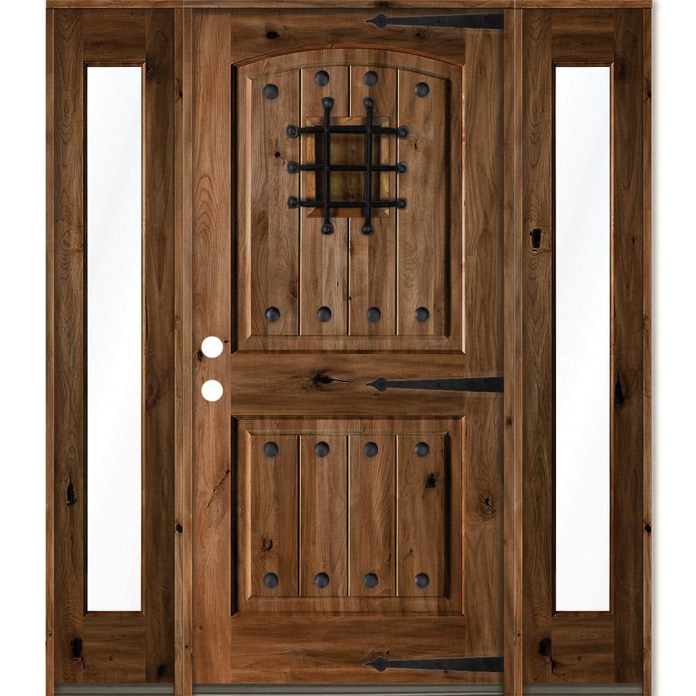 Krosswood Doors 58 in. x 80 in. Medit. Knotty Alder Right-Hand/Inswing ...