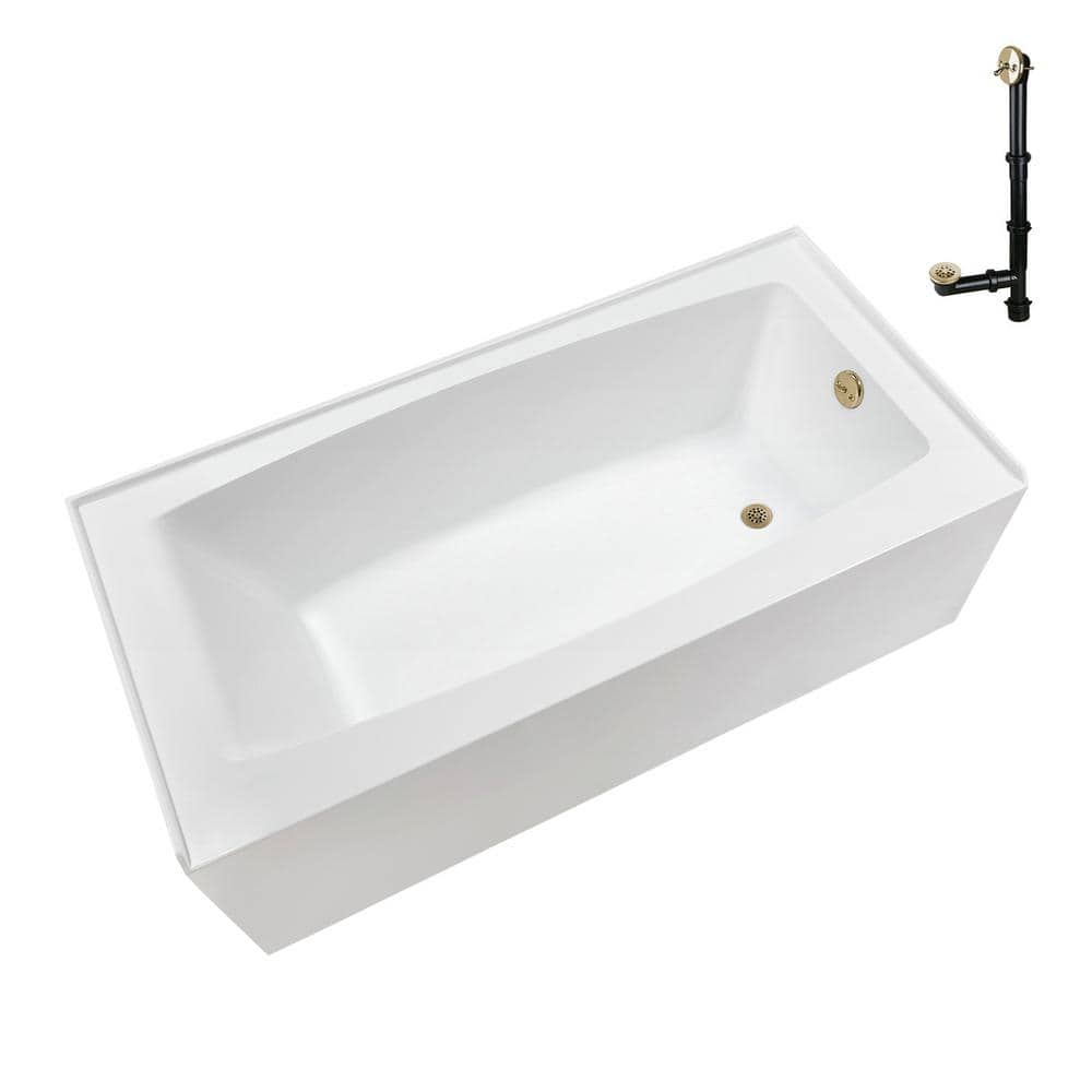 Streamline 66 in. x 32 in. Soaking Acrylic Alcove Bathtub with Right ...