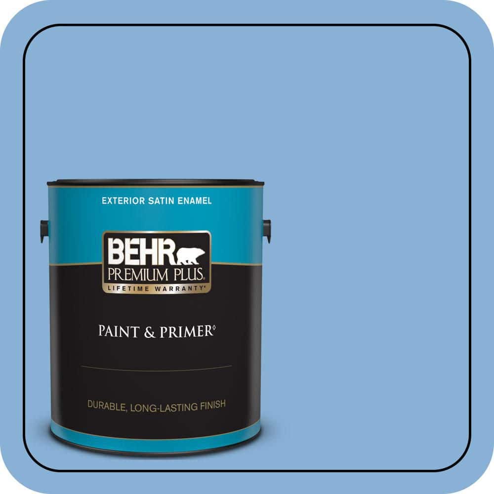 BEHR PREMIUM PLUS 1 gal. #PPU15-12 Bluebird Satin Enamel Exterior Paint ...