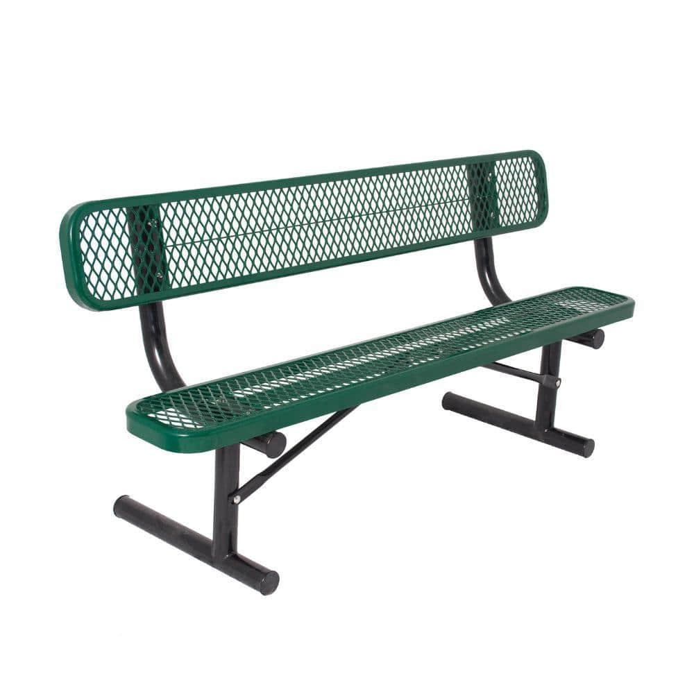 The Home Depot 6 ft. Bench with Back, Surface Mount, Diamond, Black ...