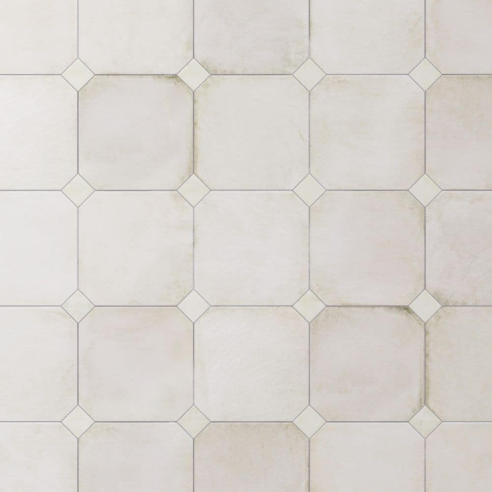 Merola Tile Laverton Octagon Nieve 8 in. x 8 in. Porcelain Floor and ...