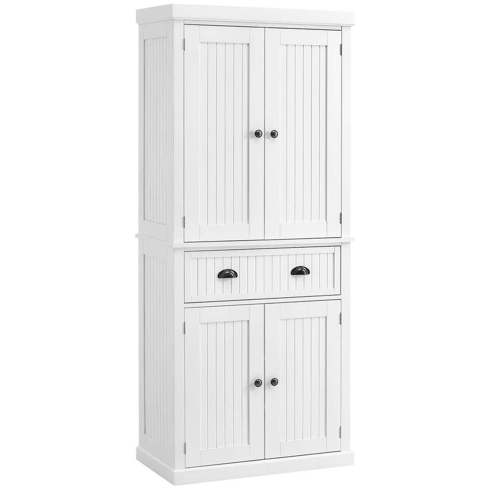 30 in. W x 16 in. D x 72.5 in. H White Linen Cabinet Kitchen Pantry ...