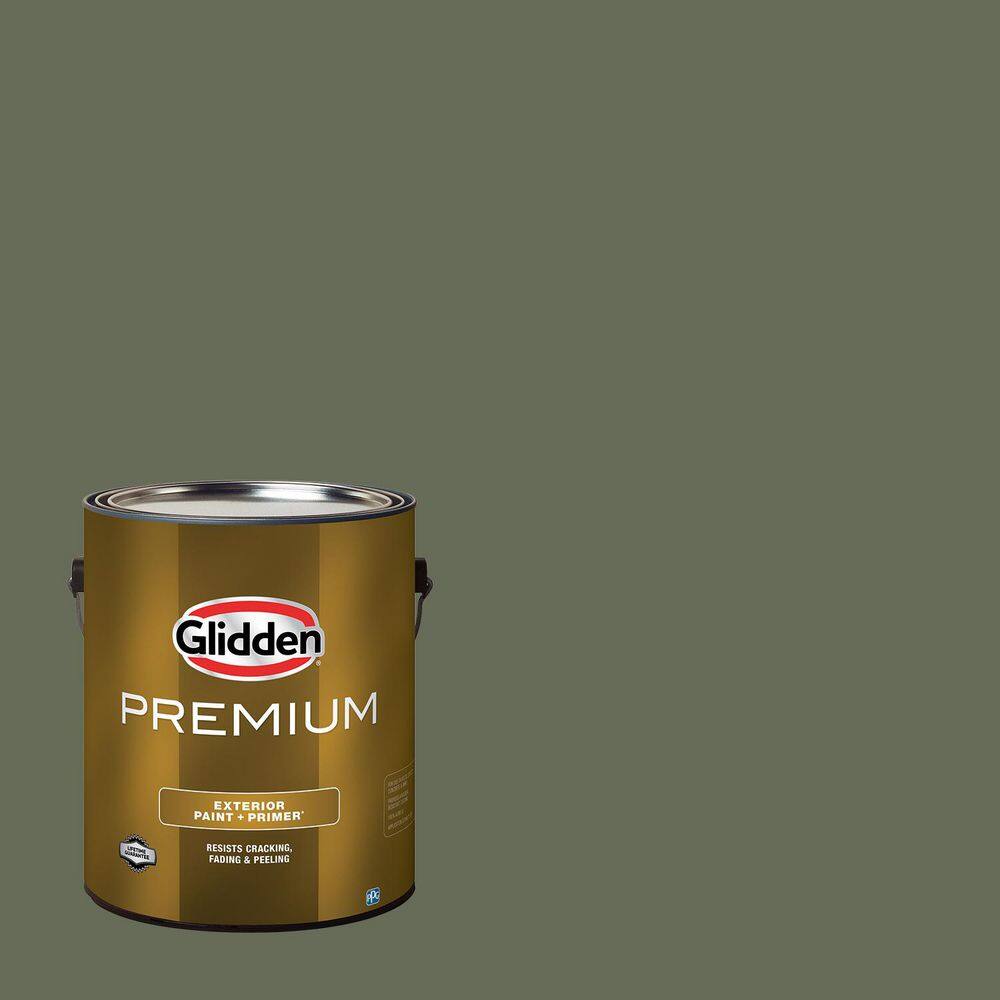 Glidden Premium 1 gal. PPG1126-7 All About Olive Semi-Gloss Exterior ...