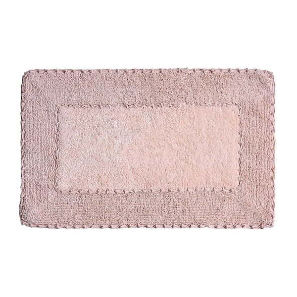 Laura Ashley Ruffle Cotton Border Pink 27 in. x 45 in. Bath Rug ...