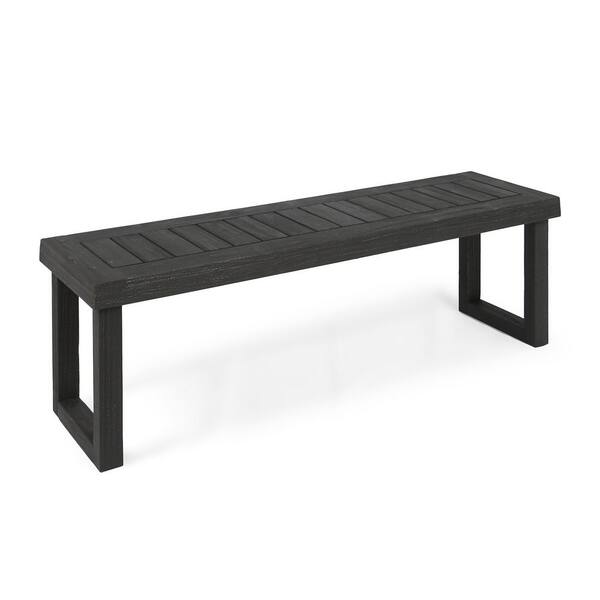 Dark Grey Acacia Wood Slat Panel Weather-Resistant Outdoor Dining Bench ...