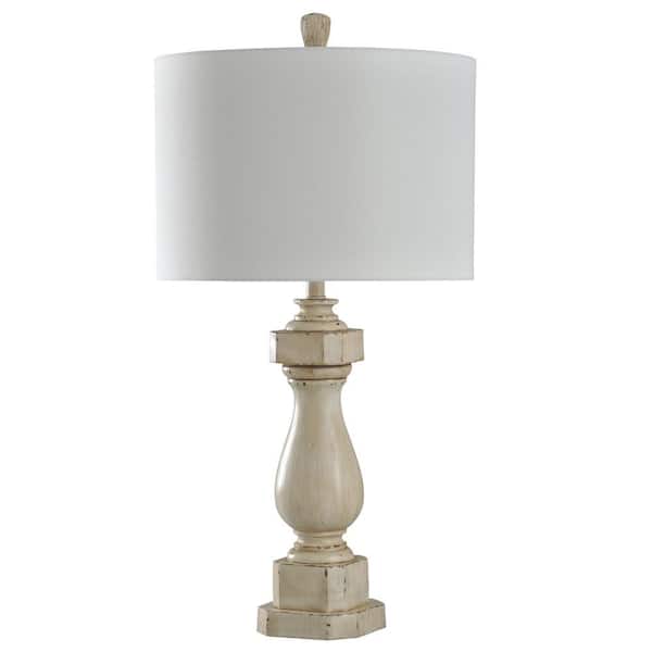 StyleCraft 33 in. Old Cream Table Lamp with White Styrene Shade ...