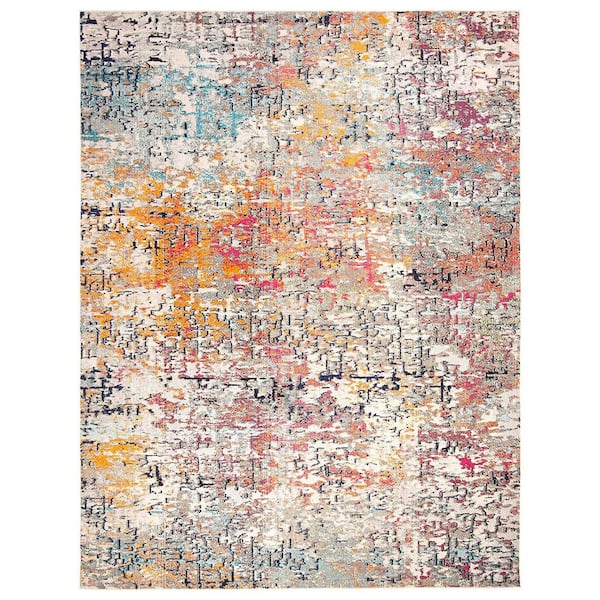 Pink Polypropylene 8 ft. x 10 ft. Abstract Indoor Area Rug A46A1-rug ...