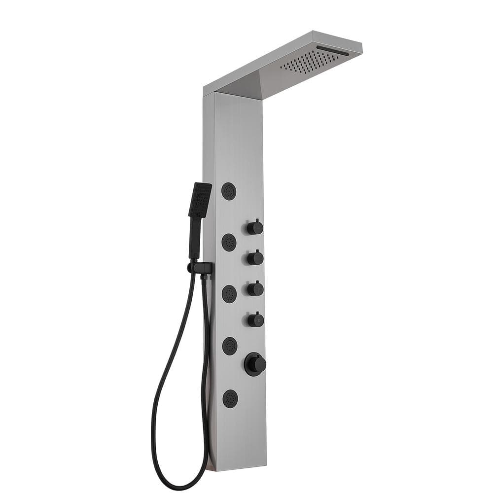 HOMEMYSTIQUE Dual 3-in-1, 5-Jet Shower Panel Tower System with Rainfall ...