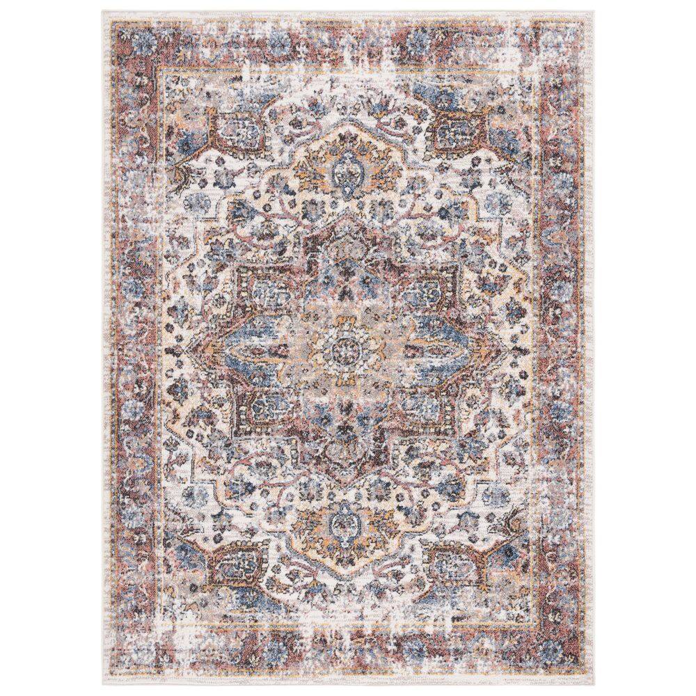 SAFAVIEH Astoria 4 ft. x 6 ft. Ivory/Blue Rust Transitional Medallion ...