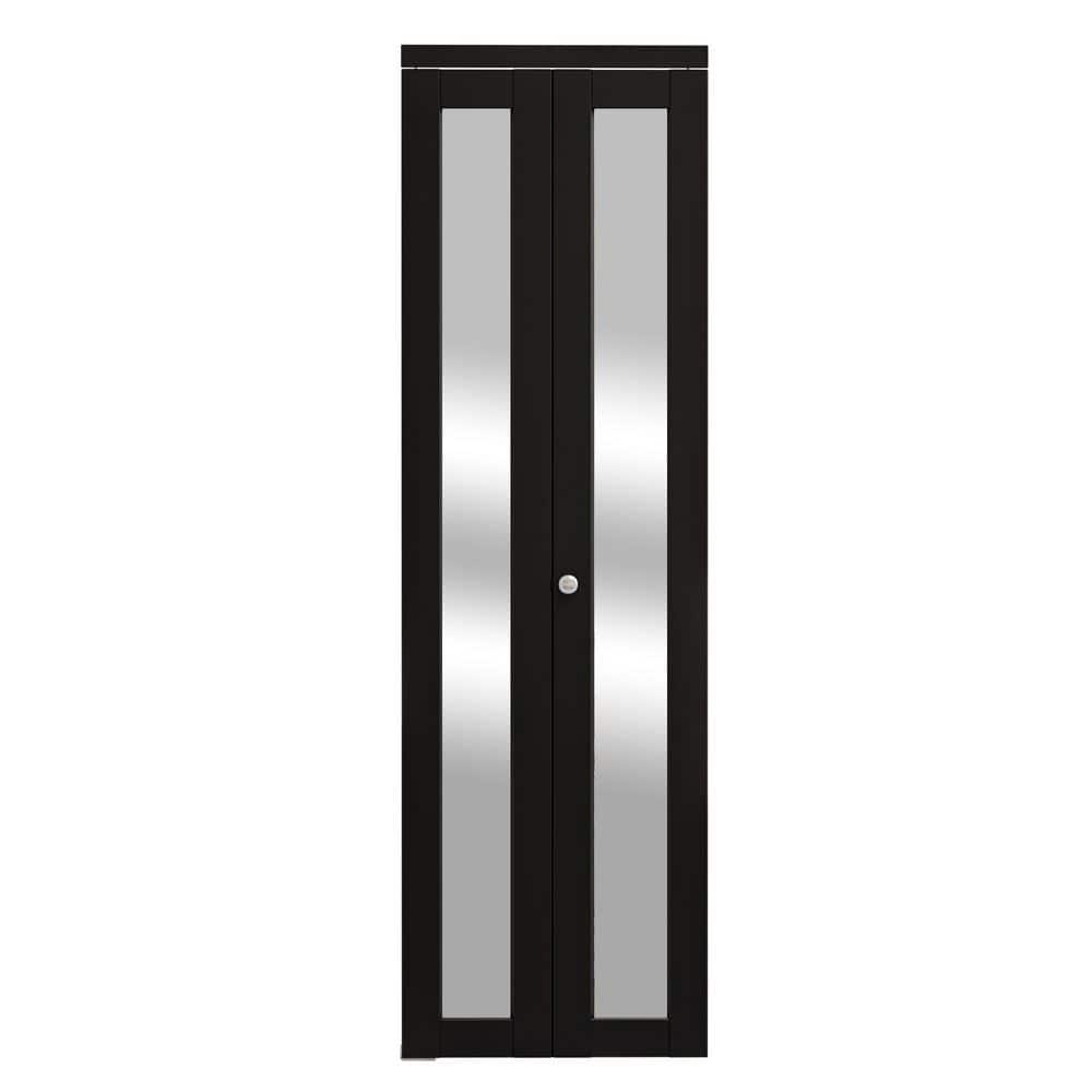 ARK DESIGN 24 in. x 80 in. 1-Lite Mirror Glass and Solid Core Black ...